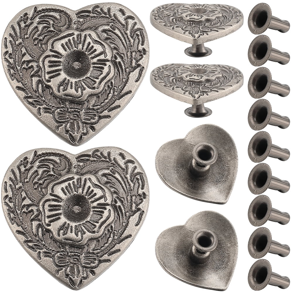 20 Sets Zinc Alloy Coin Collision Rivets DIY Leather Craft Nail Heart ...