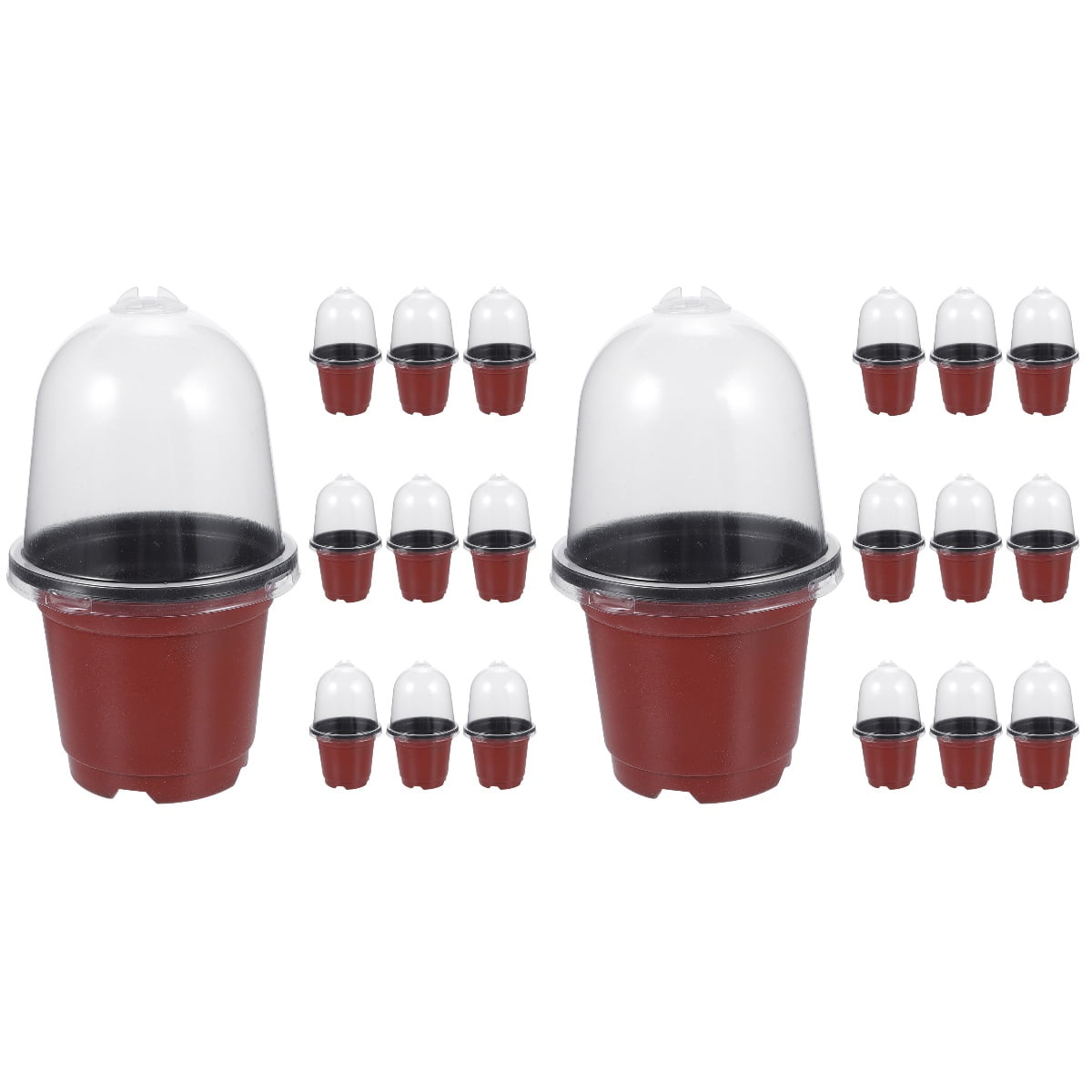 20 Sets of Plant Nursery Pots with Humidity Dome Plastic Gardening Pot ...
