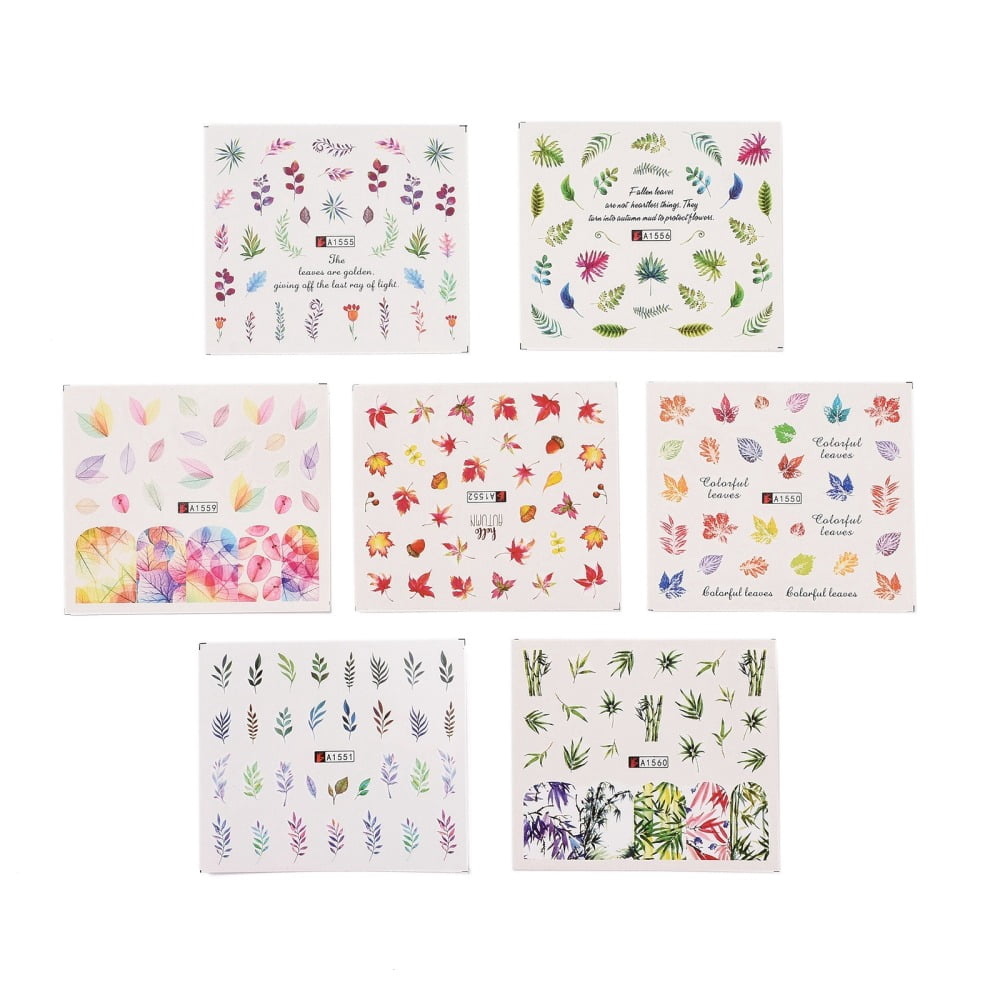 20 Sheet Nail Art Water Transfer Sticker Foliage/Leaf Watermark Nail ...