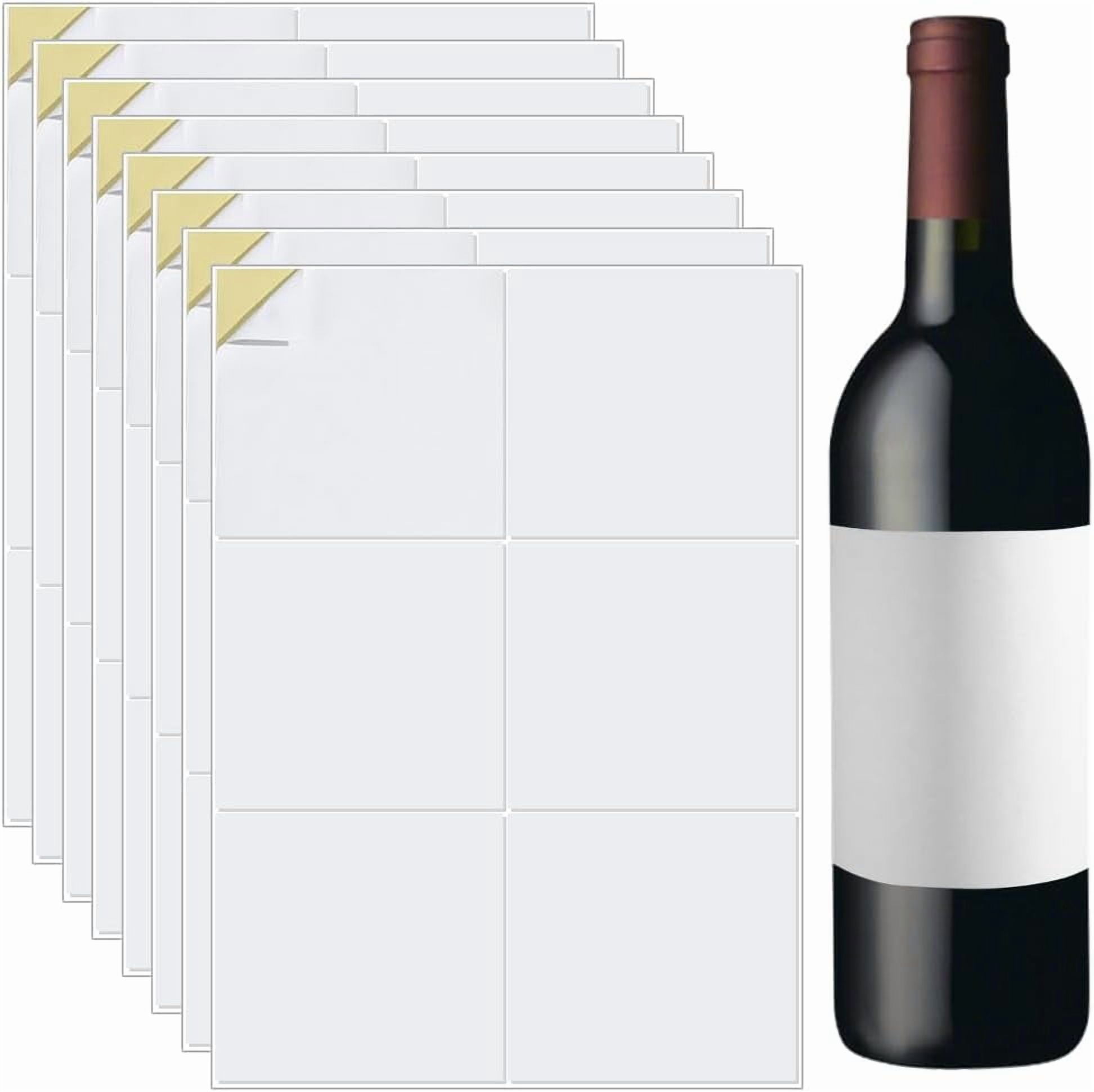 20 Sheet Self-Adhesive Sticker Paper 4.13x3.94Inch White Blank Wine ...