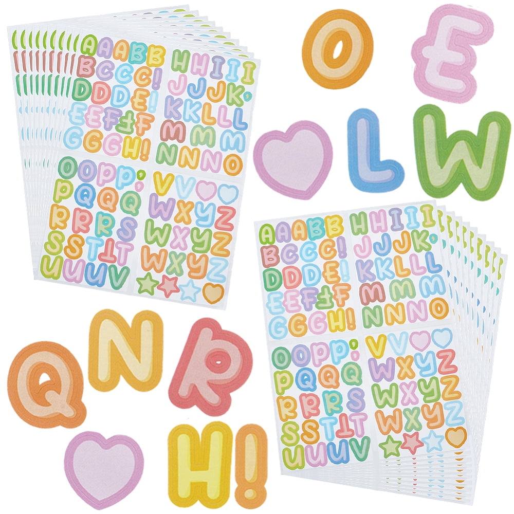 20 Sheets 1800Pcs Colorful Alphabet Stickers Water Bottle Letters ...