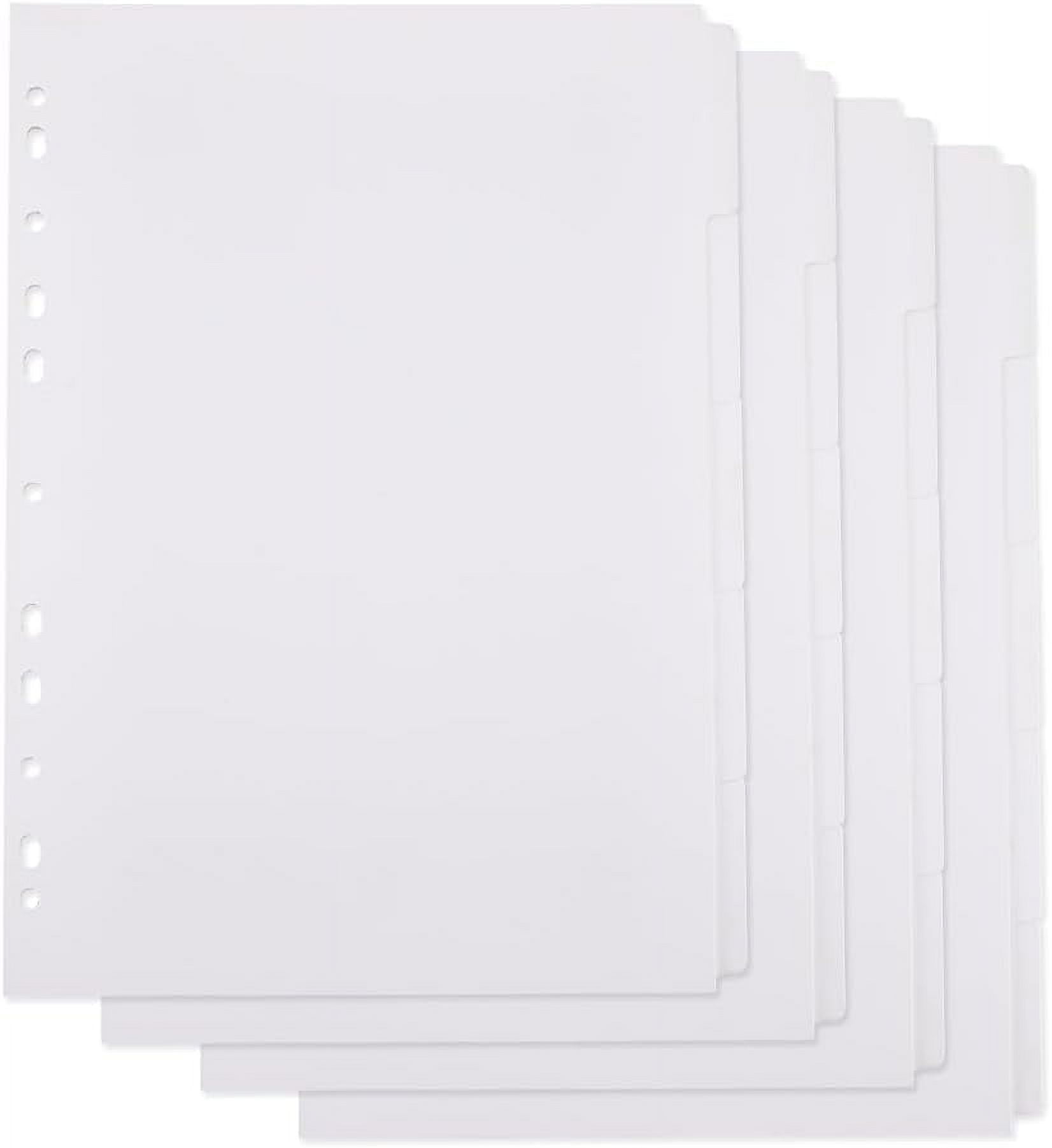 20 Sheets 5-Tab Binder Dividers A4 Paper Binder Dividers 11-Hole Punched Blank White Paper Index ...