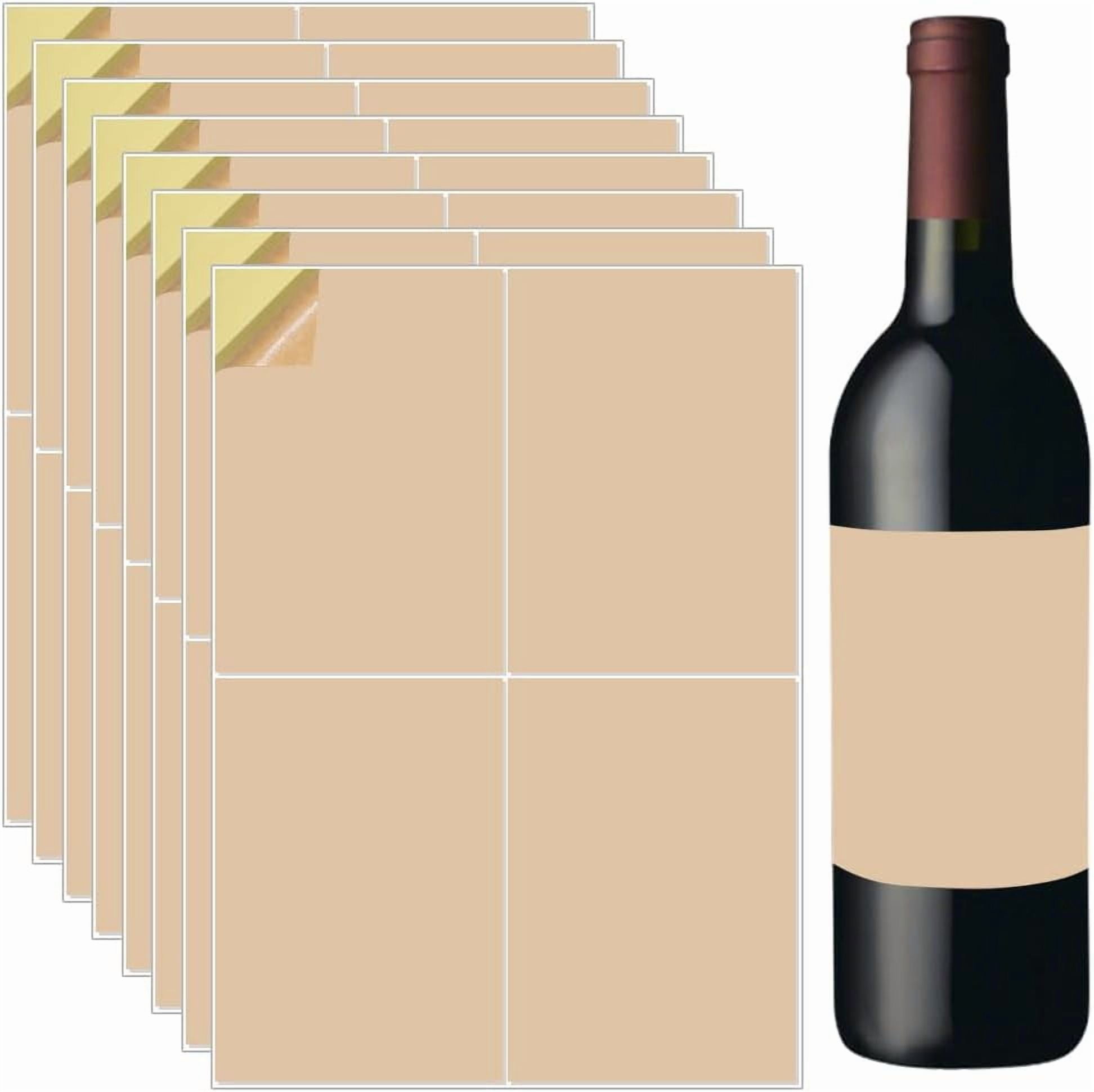 20 Sheets 80Pcs Wine Bottle Paper Labels Printable Light Brown 6 x 4 ...