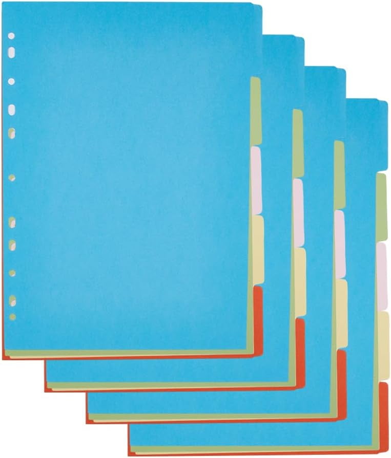 20 Sheets A4 5-Tab Binder Dividers Colorful Paper Binder Dividers 11 ...