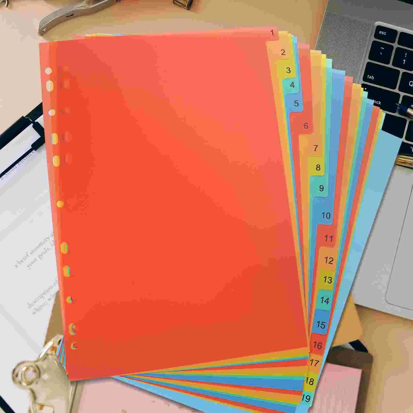 20 Sheets A4 Binder Divider File Divider Subject Divider For Binder ...