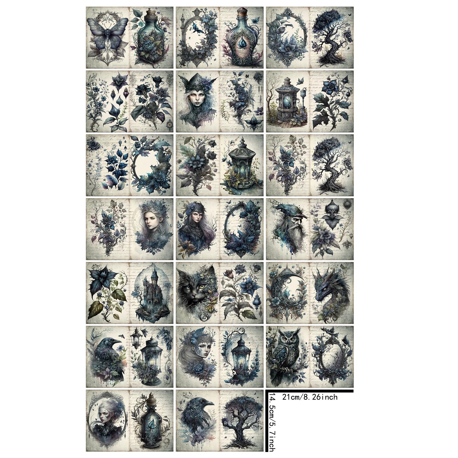 20 Sheets A5 Size Halloween Witch Crow Black Cat Wizard Butterfly ...