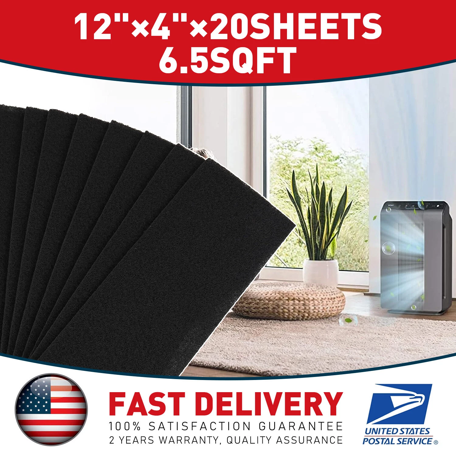 20 Sheets Activated Carbon Filters Cat Litter Boxes Charcoal Filter Mat ...