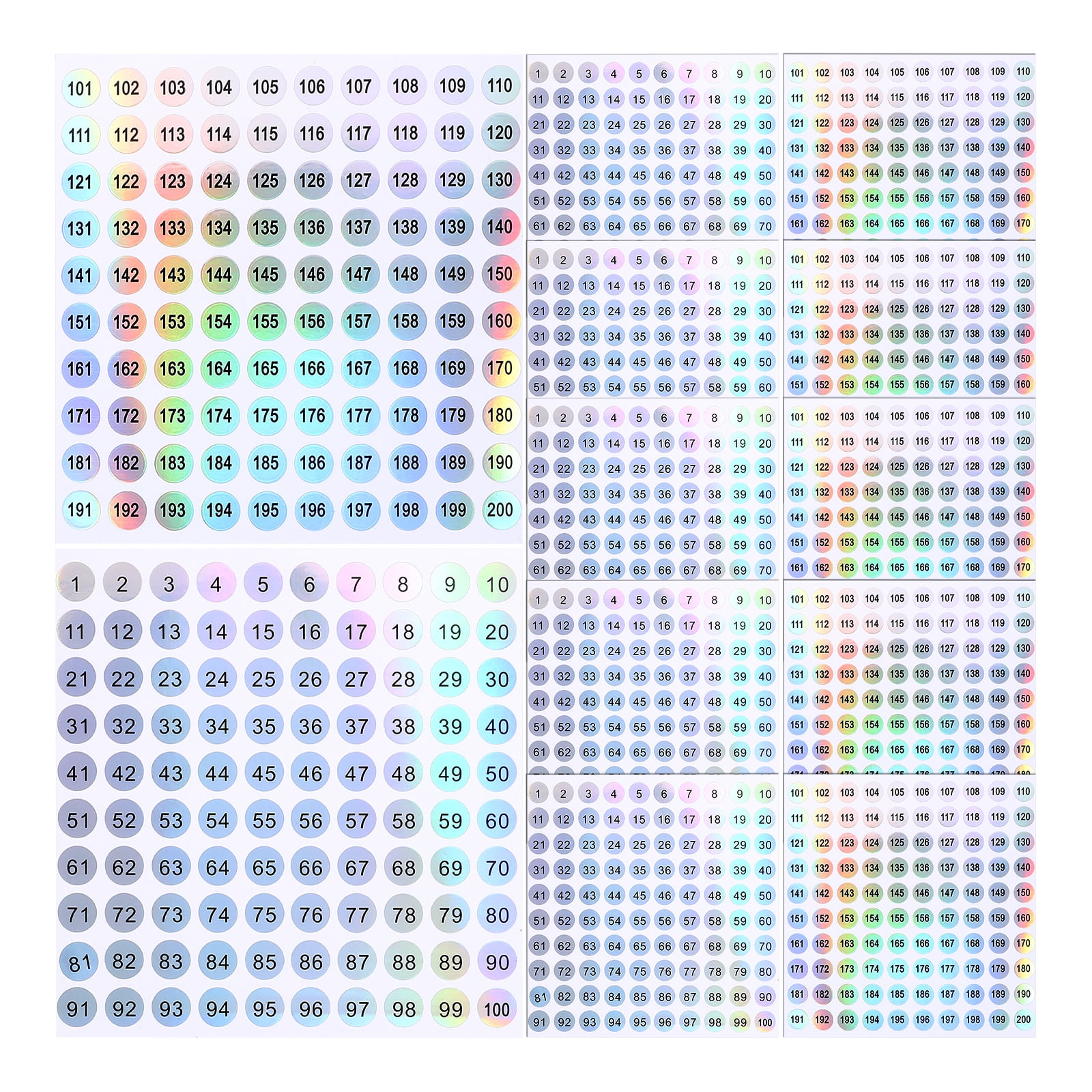 20 Sheets Braille Stickers Numbers Post Color Changing Round Office ...