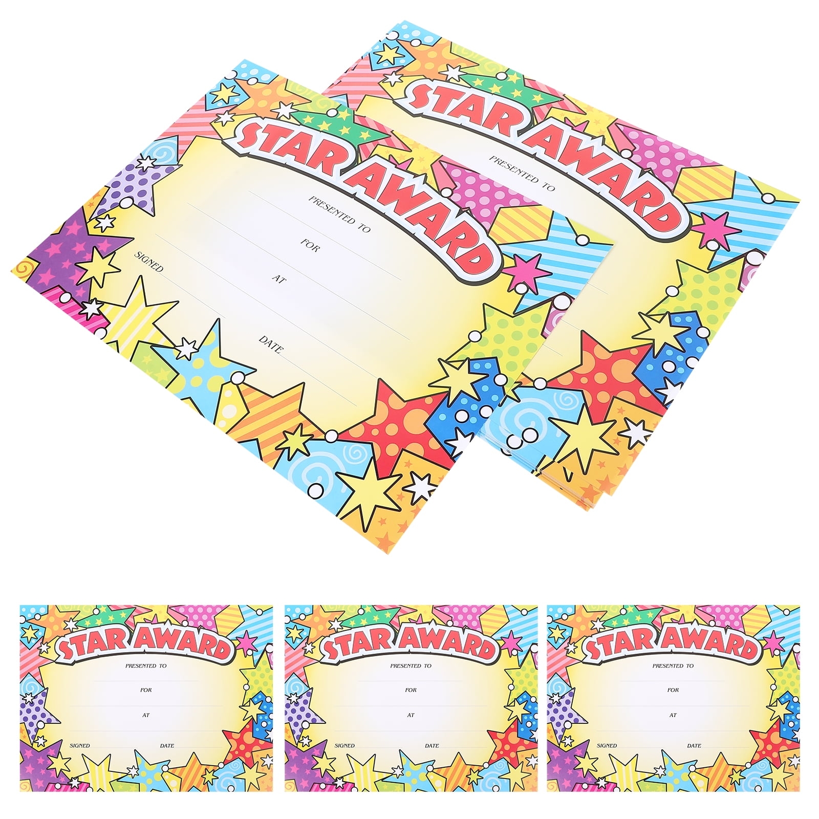 20 Sheets Certificate Paper Cartoon Mini Pens Star Chart for Kids Behavior Baseball Medals ...