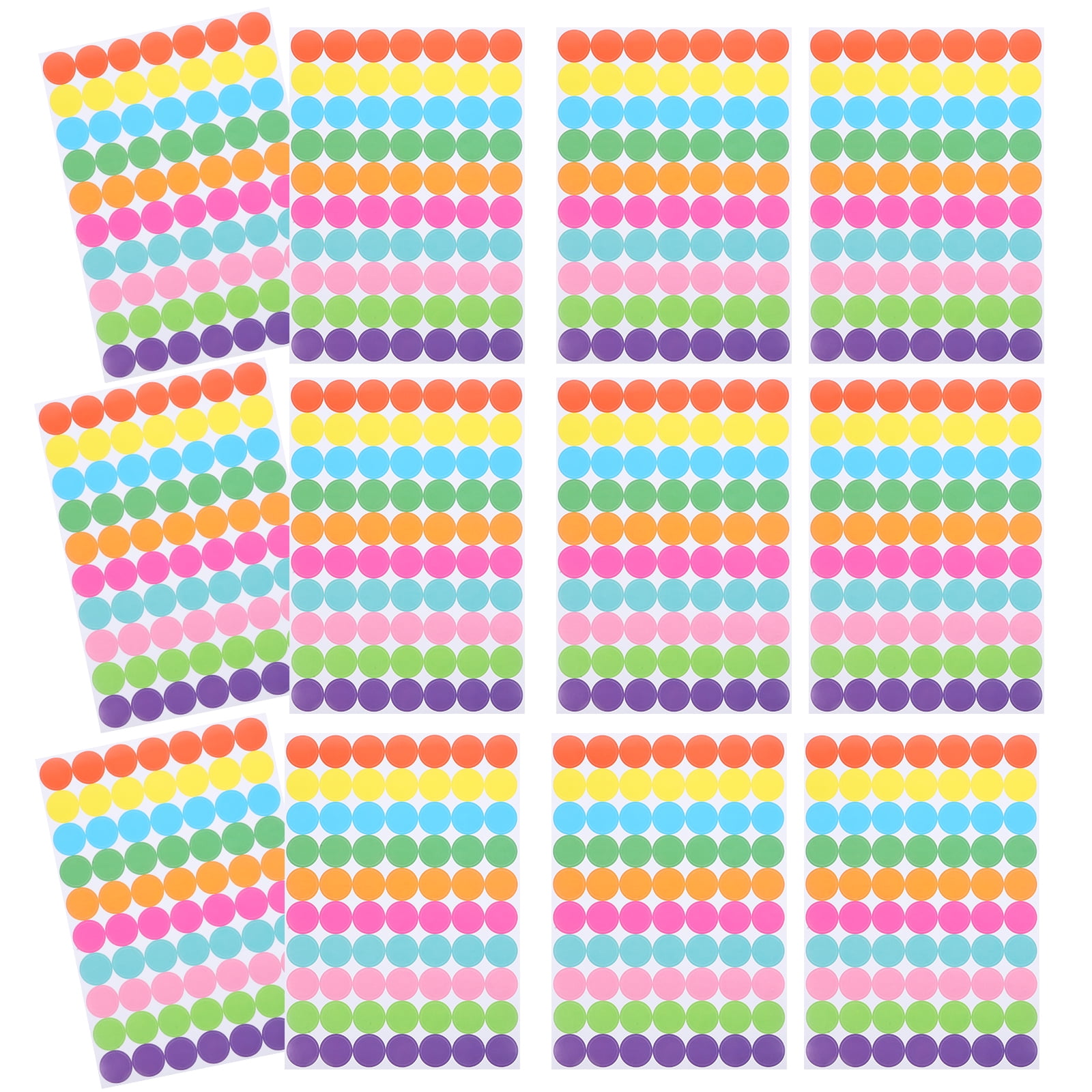 20 Sheets Colored Dot Stickers Circle Label Stickers Sealing Labels ...