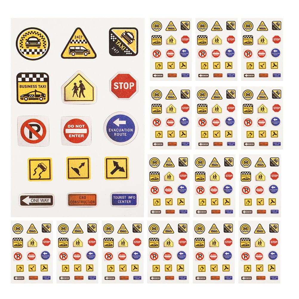 20 Sheets Educational Road Sign Stickers for Kids Traffic Sign Decals ...