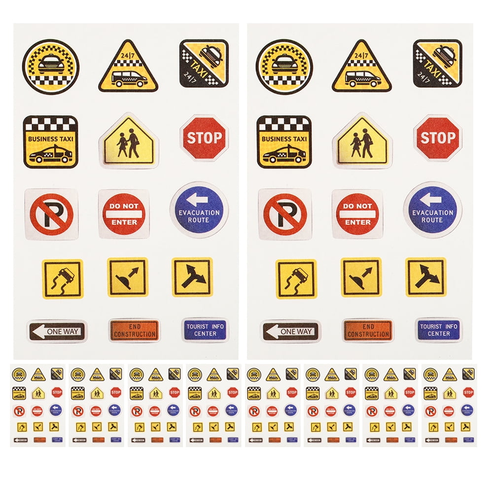 20 Sheets Educational Traffic Sign Stickers for Kids Road Sign Decals ...