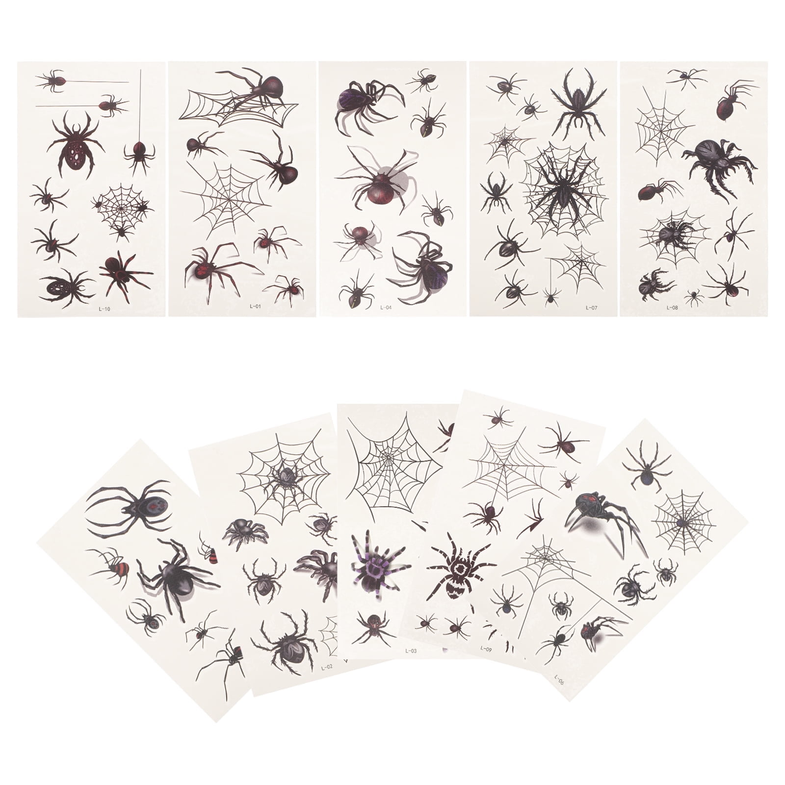 20 Sheets Face Spider Temporary Tattoos Spiderweb Temporary Tattoos ...