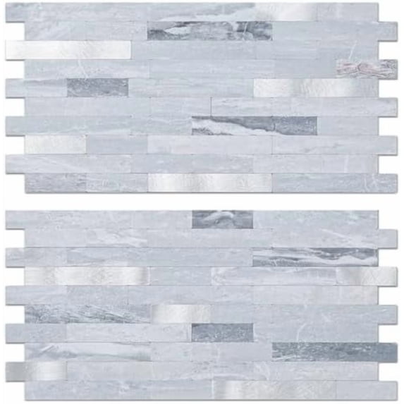 20 Sheets Faux Stone Peel and Stick Backsplash, Light Grey Marble Look ...