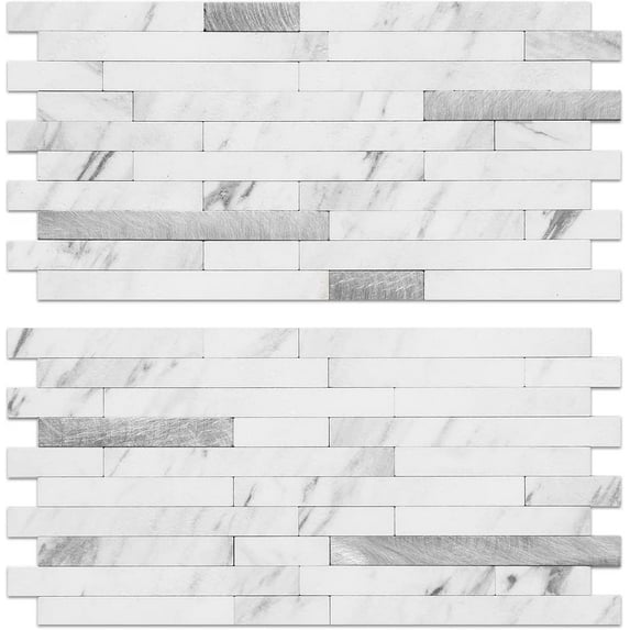 20 Sheets Faux Stone Peel and Stick Backsplash, White Marble Look PVC ...