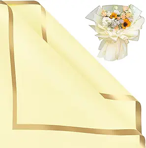 20 Sheets Flower Bouquet Wrapping Paper Light Yellow Wrapping Paper ...