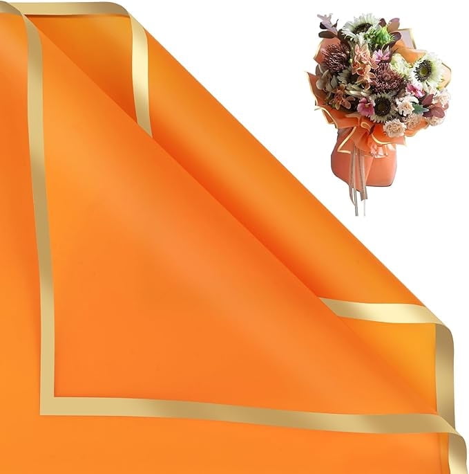 20 Sheets Flower Bouquet Wrapping Paper Orange Wrapping Paper Floral ...