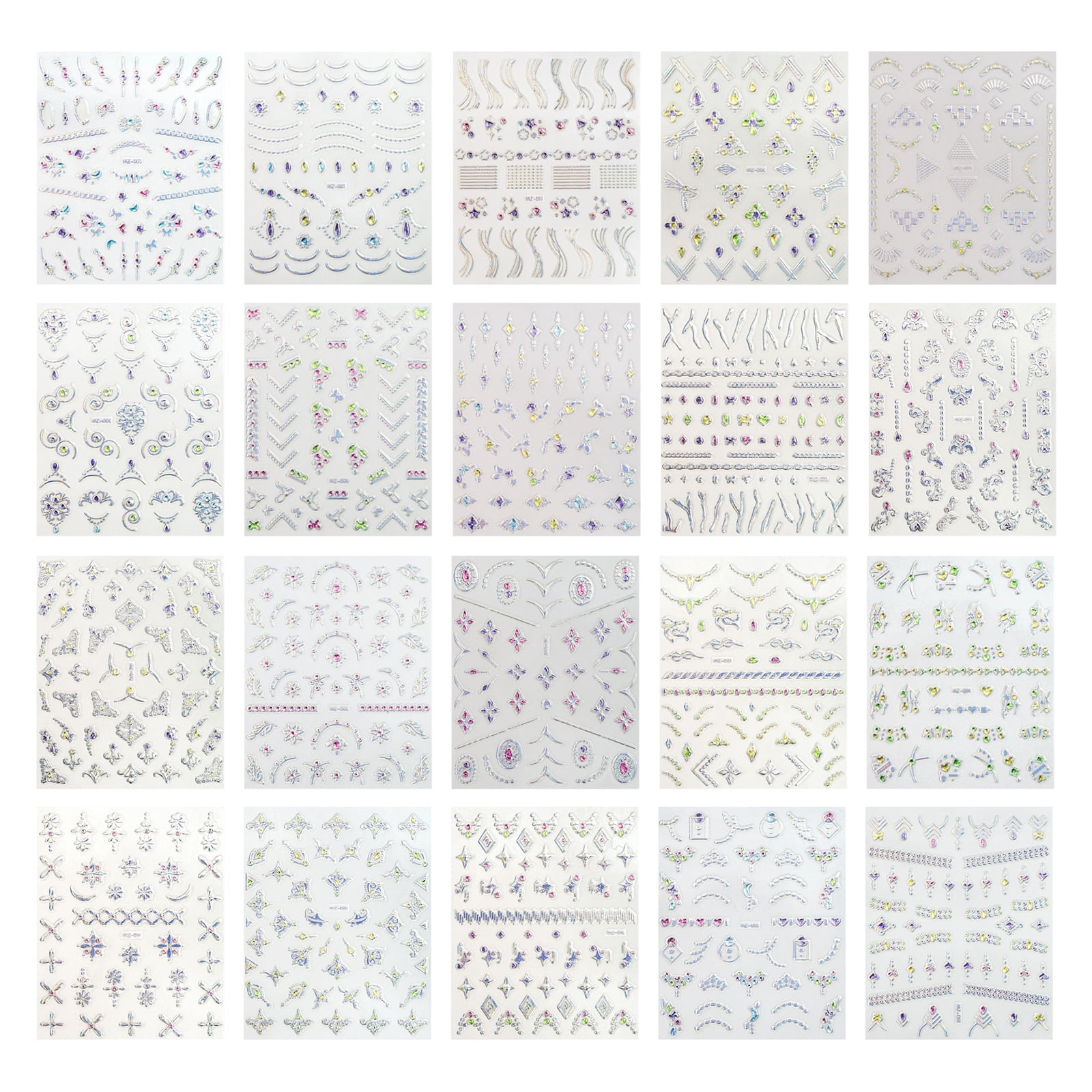 20 Sheets Geometry Design Art Stickers Colorful Decals 3D Embossed ...