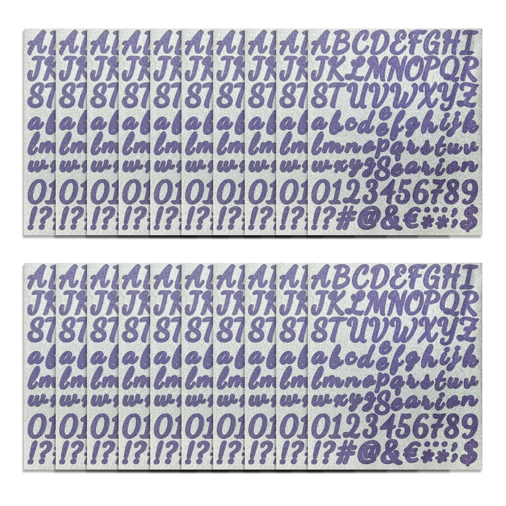 20 Sheets Glittering Letter Number Sticker Colorful Letter Stickers ...
