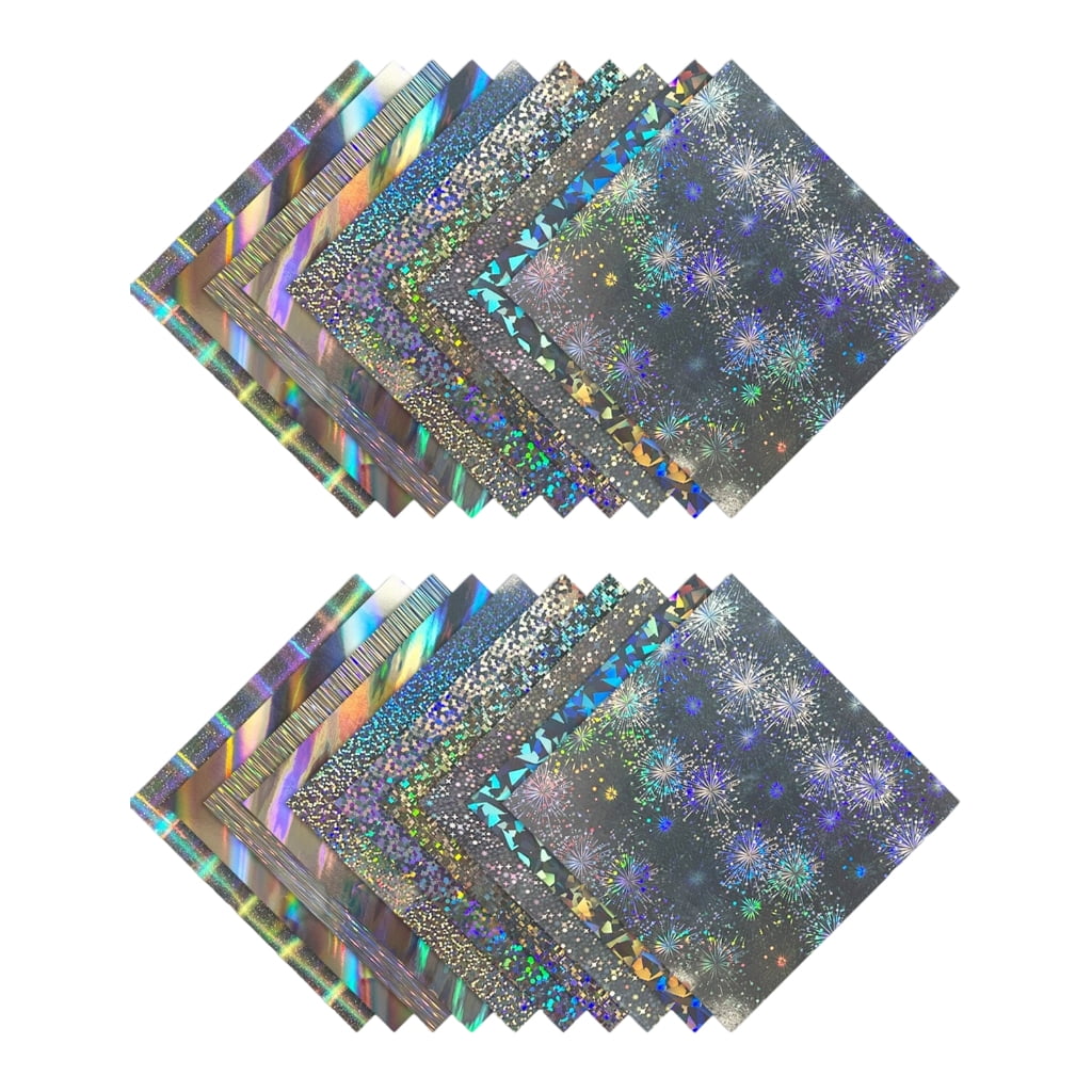 20 Sheets Glittering Paper 10 Color Reflective Plastic Sheet For Card ...