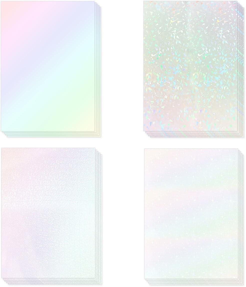 20 Sheets Holographic Sticker Paper A4 Size Vinyl Lamination Stickers ...