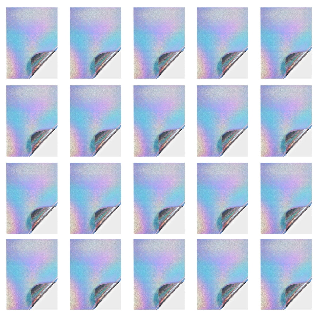 20 Sheets Holographic Sticker Paper Self-Adhesive Film Vinyls Printable ...