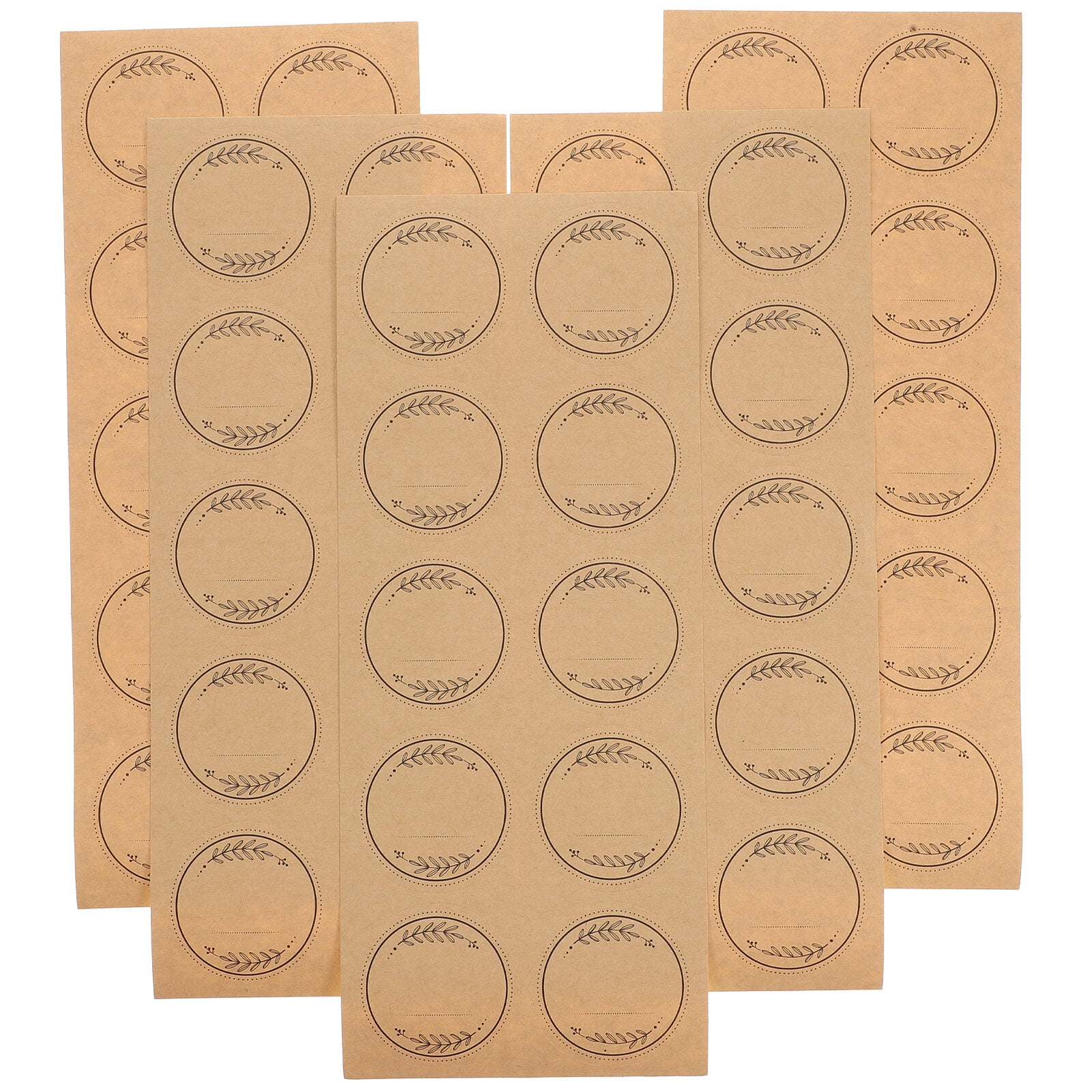 TABLZONE Round Brown Kraft Paper Stickers 20 Sheets Sealing Decorating ...