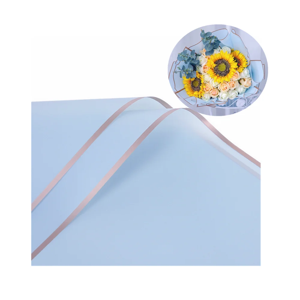 20 Sheets Pure Color Gold Edge Flower Wrapping Paper Waterproof ...