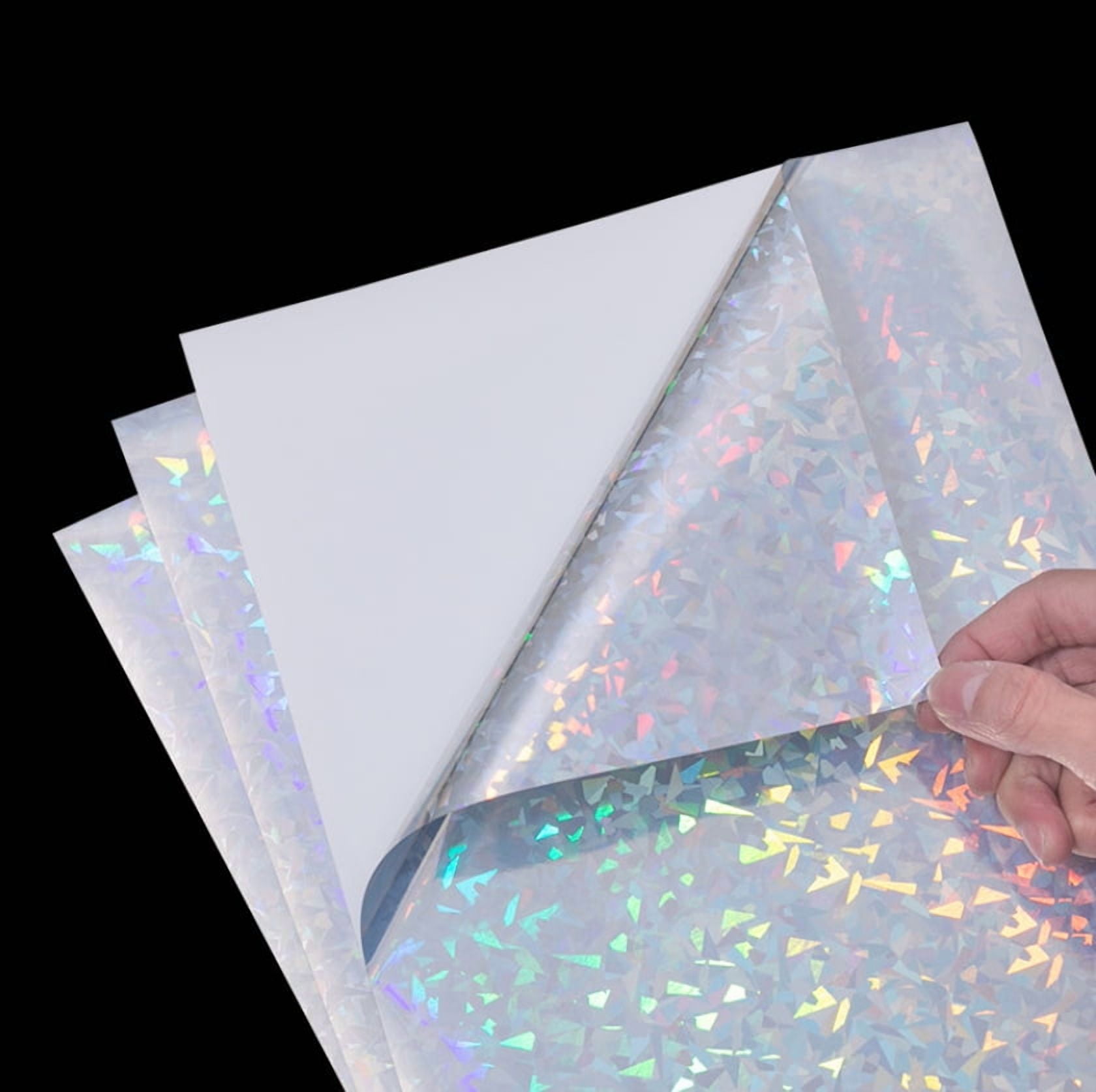 20 Sheets Self-Adhesive Paper Holographic Transparent Paper A4 ...