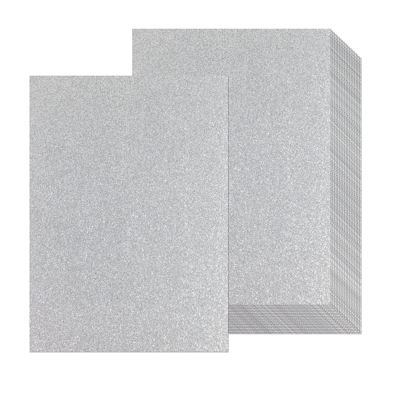 20 Sheets Silver Glitter RRF12 Cardstock Paper, A4 Thick Glitter Craft ...