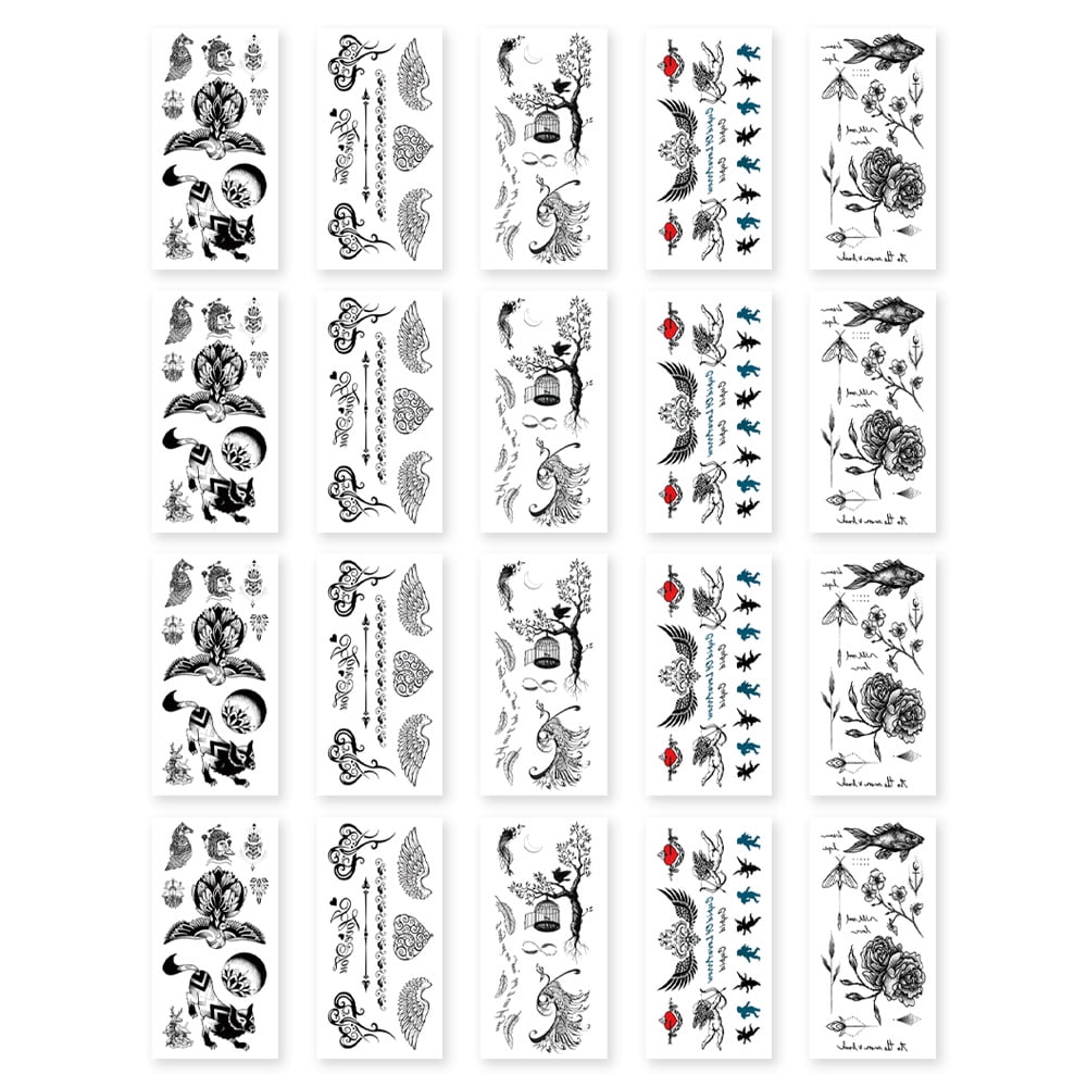 20 Sheets Temporary Tatoo Stickers Kit,attoo Stickers For Girls Adults ...