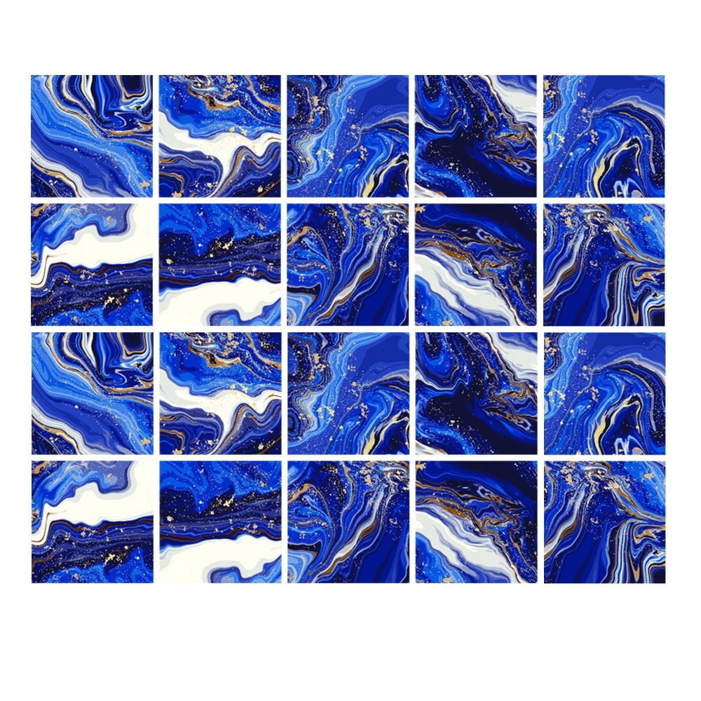 20 Sheets Tile Stickers 6x6in Blue Marble Peel and Stick Vinyl Self ...