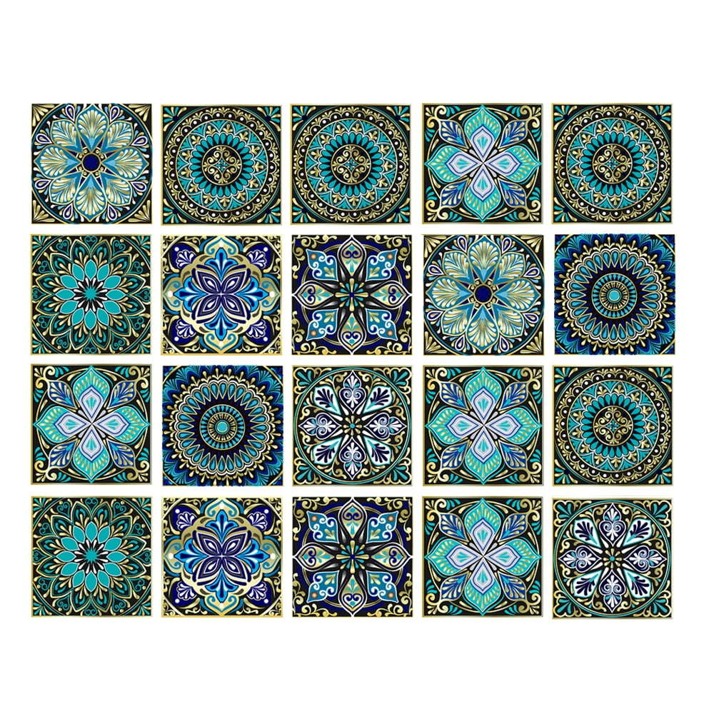 20 Sheets Tile Stickers 6x6in Mandala Tiles Decals Self-adhesive ...