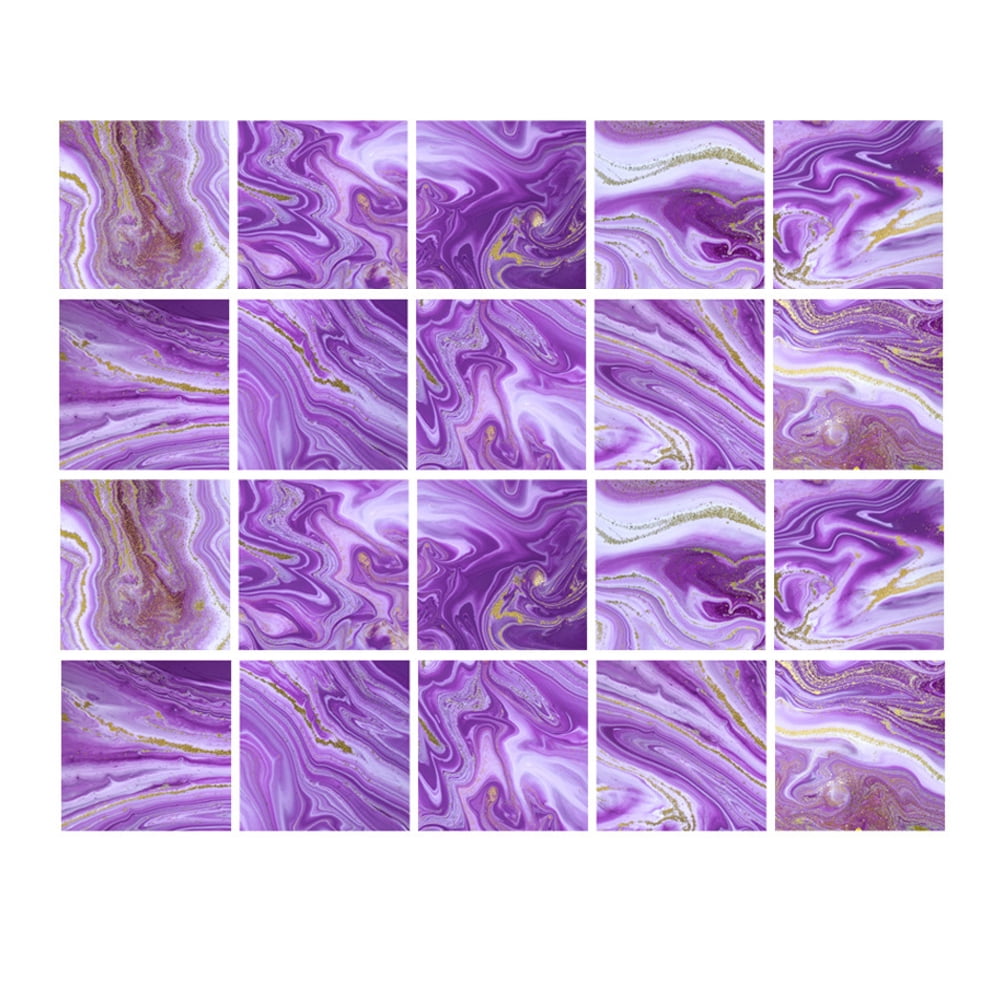 20 Sheets Tile Stickers Purple Marble Crystal Film Self-adhesive ...