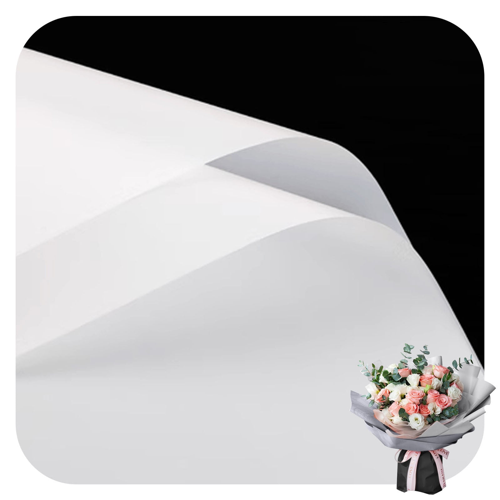 20 Sheets Translucent Flower Wrapping Paper 9x9 Inches Plastic Bouquet ...