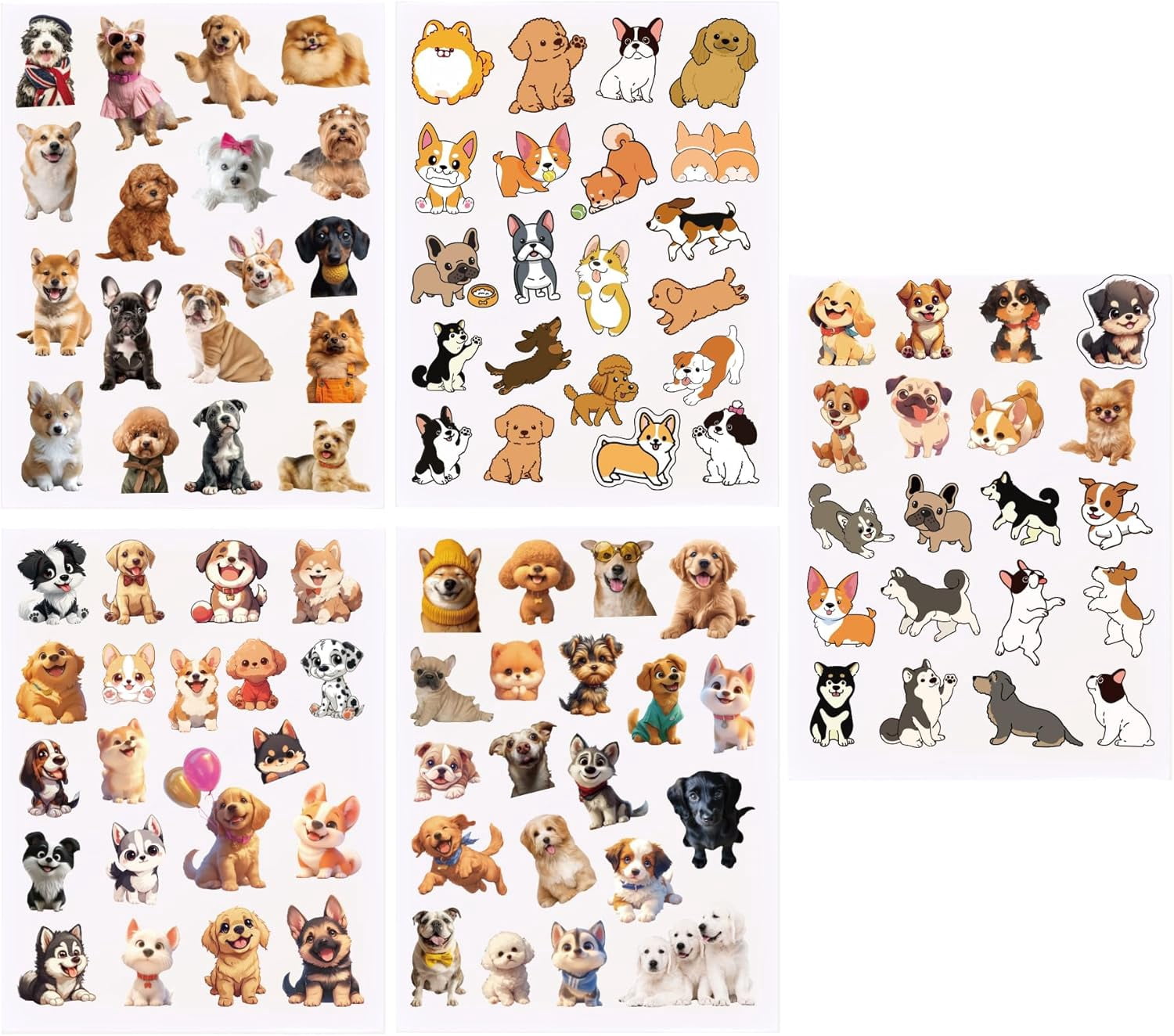 20 Sheets Transparent Dog Stickers for Scrapbooking, 396 PCS Pet Dog ...