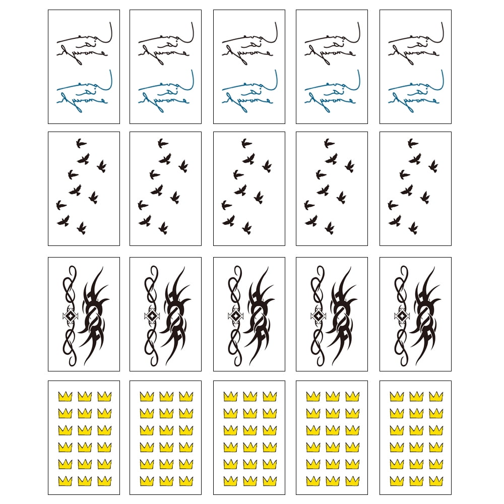 20 Sheets Variety Temporary Tattoos For Men Women, Arm Neck Temp Tattoo ...