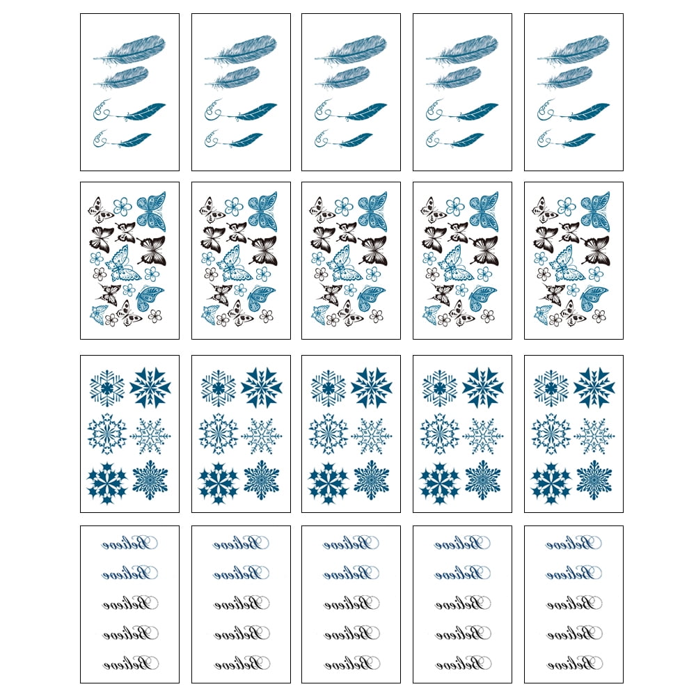 20 Sheets Variety Temporary Tattoos For Men Women, Arm Neck Temp Tattoo ...