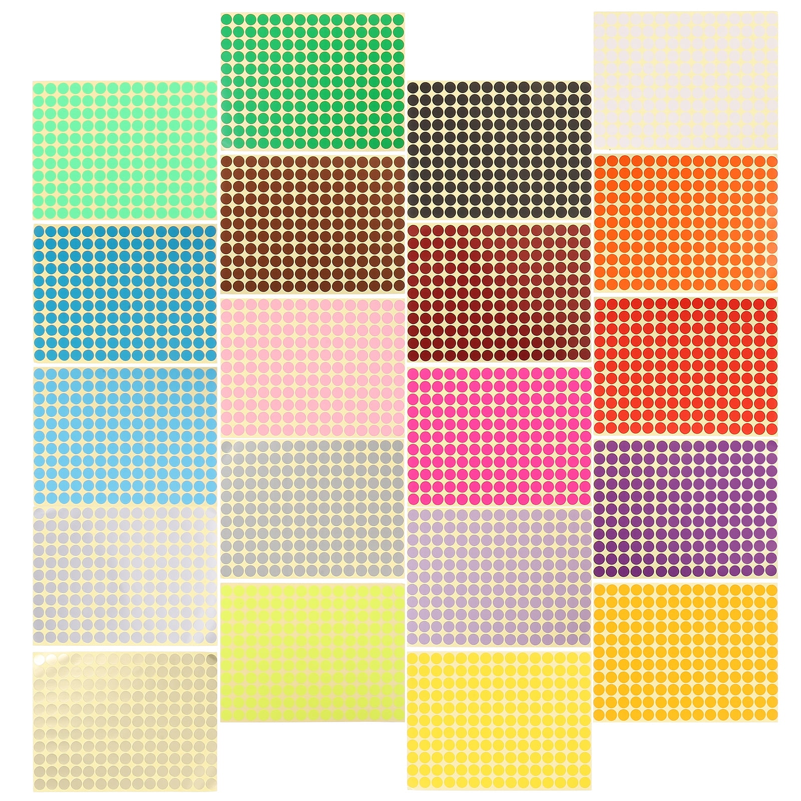 20 Sheets Colored Dot Stickers Round Color Coding Labels Classify ...