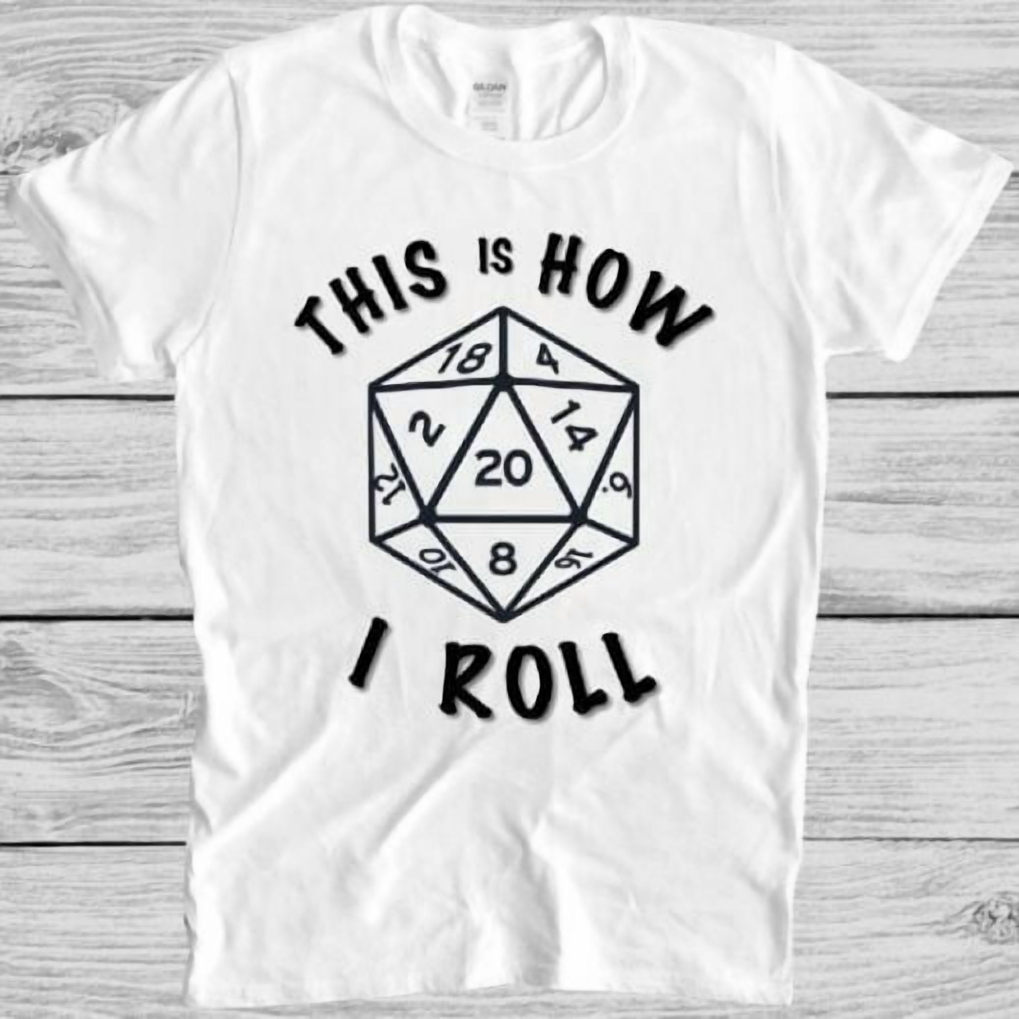 20 Sided Dice T Shirt Dungeons Geek Magic Dragons Retro Vintage Cool ...