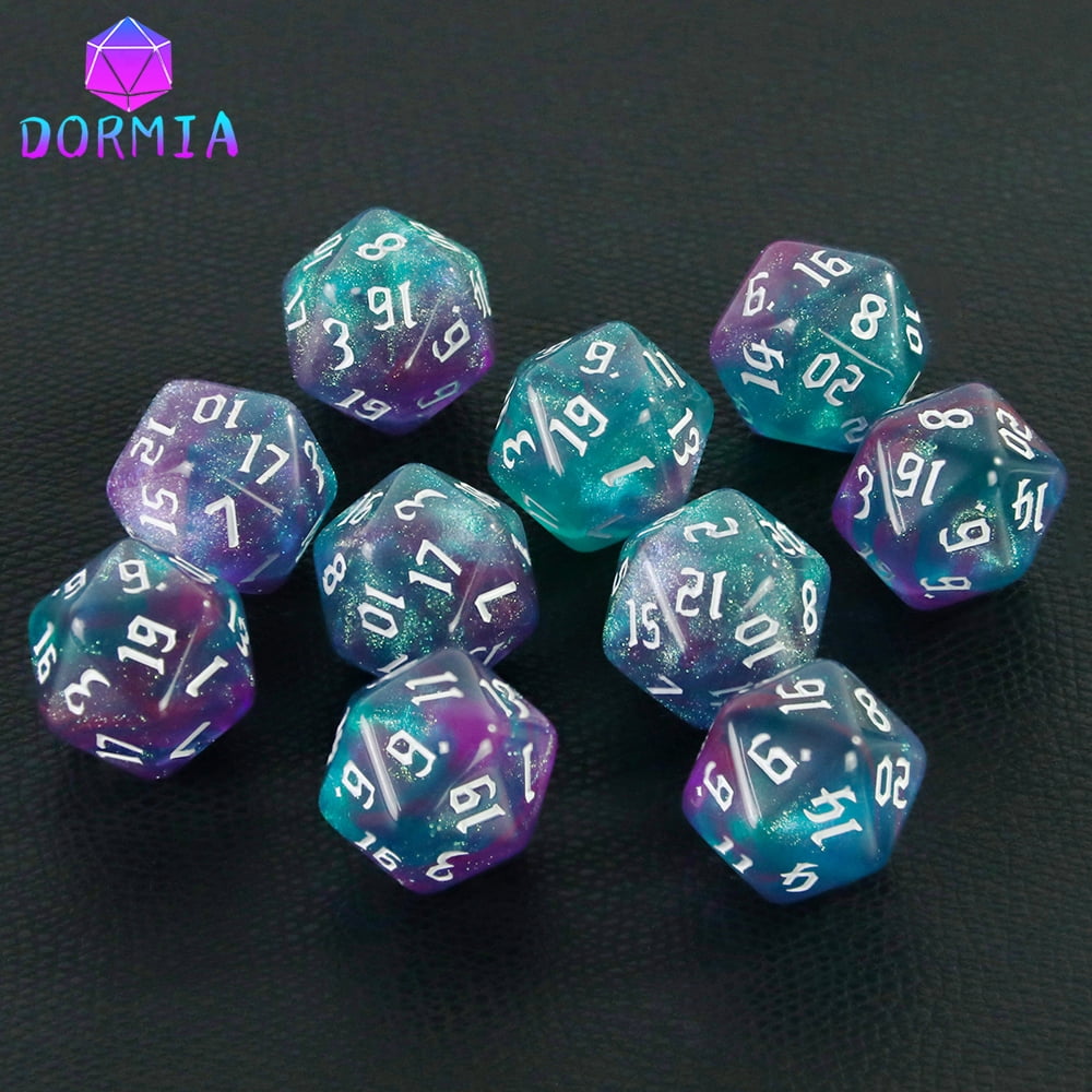 20 Sided Mixed Colours Polyhedral Dice D20 Amazing Glitter Dice for RPG ...