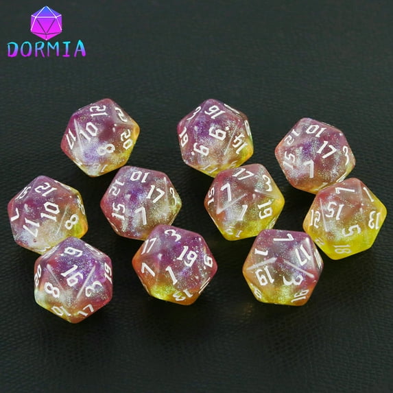 20 Sided Mixed Colours Polyhedral Dice D20 Amazing Glitter Dice for RPG ...