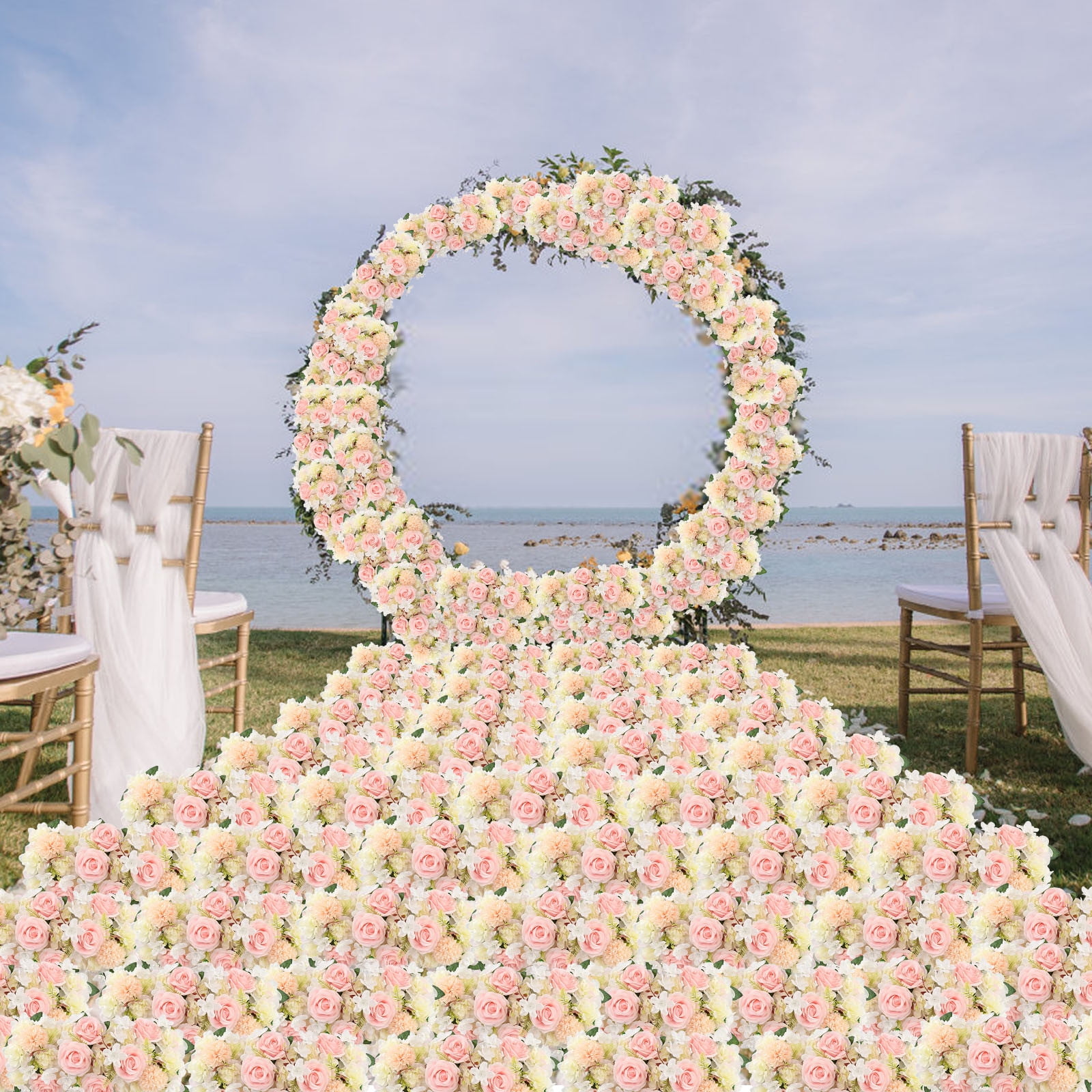 20" Silk Wedding Aisle Flowers - Real Touch Rose Kissing Ball ...