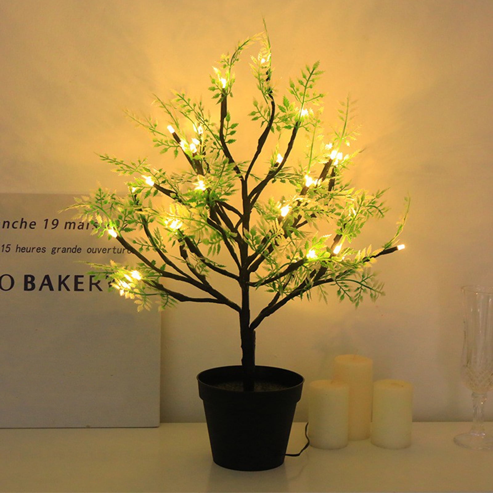 20" Simulation Bonsai Tree Light,ABS Material USB/Battery Powered ...