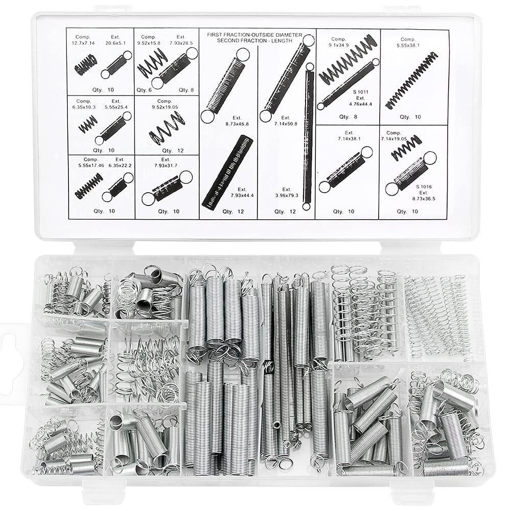 20 Sizes, 200 Pieces, Compression & Tension, Storage Box Included ...