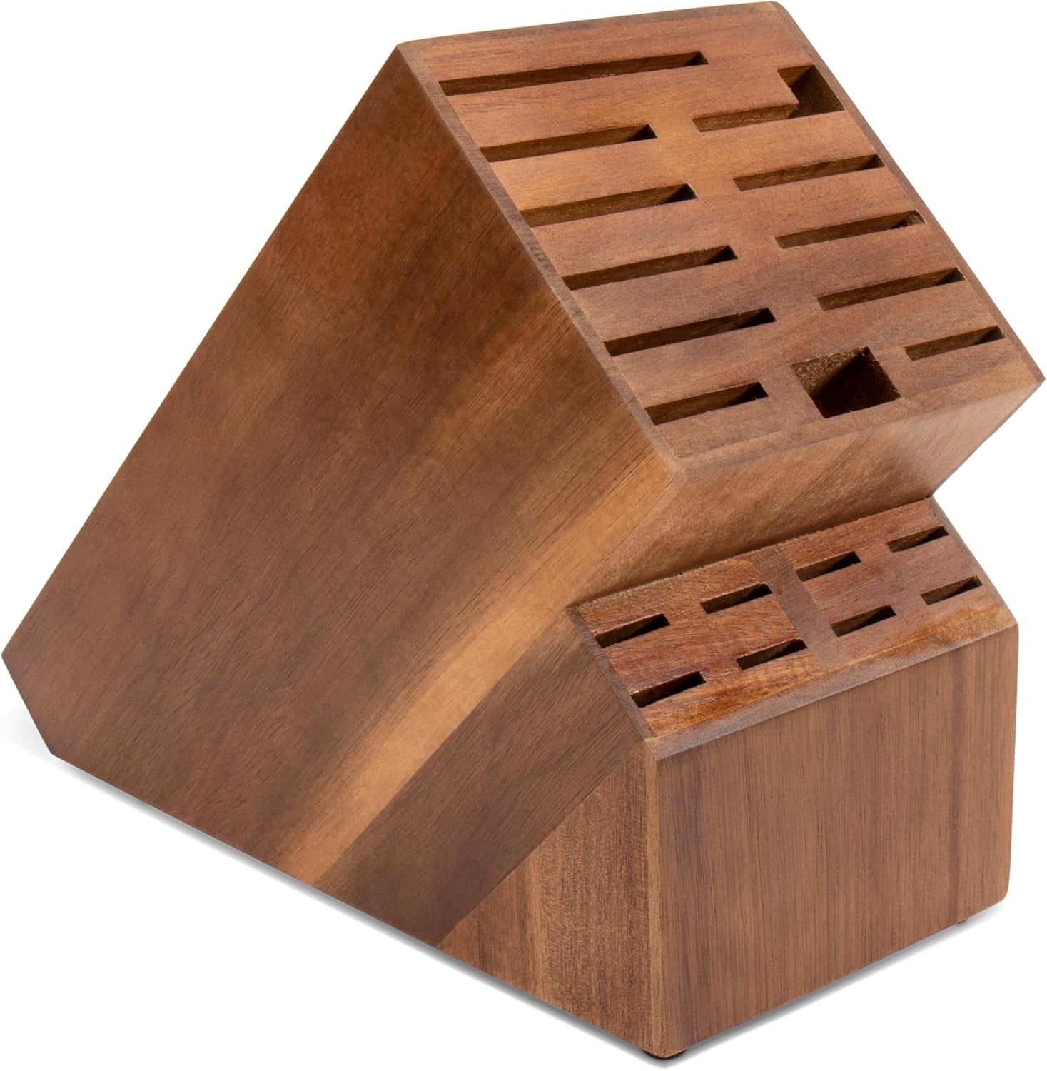 20 Slot Knife Block Storage without Knives,Acacia Wood Universal Knife ...