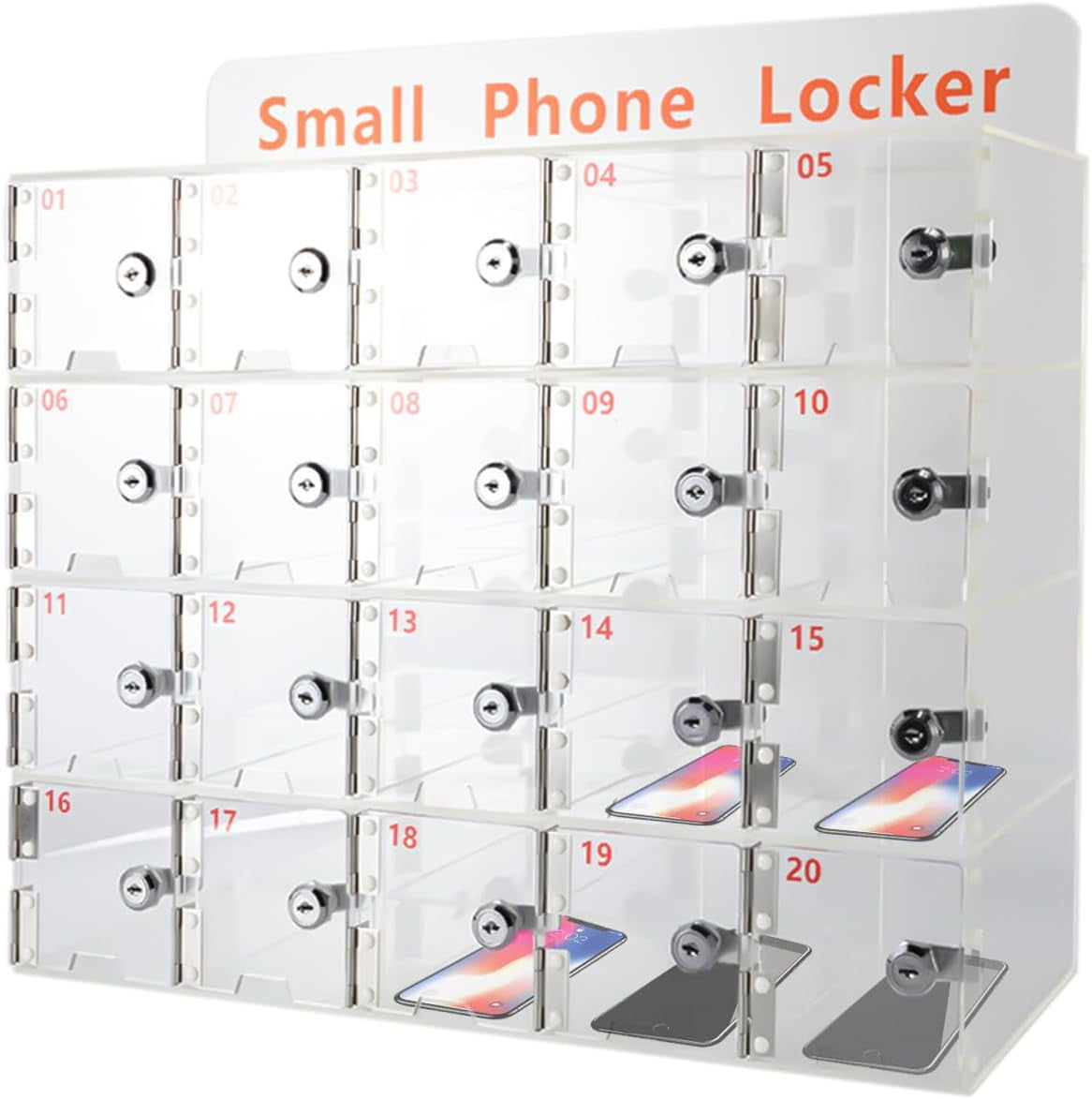 20 Slots Cell Phone Locker Box, Acrylic Cell Phones Storage Cabinet ...