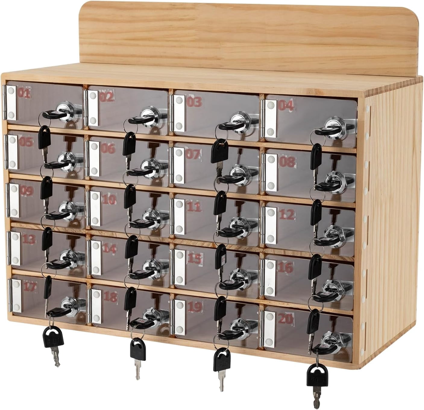 20 Slots Cell Phone Storage Box Clear Acrylic&Wood Wall-Mounted Cell ...
