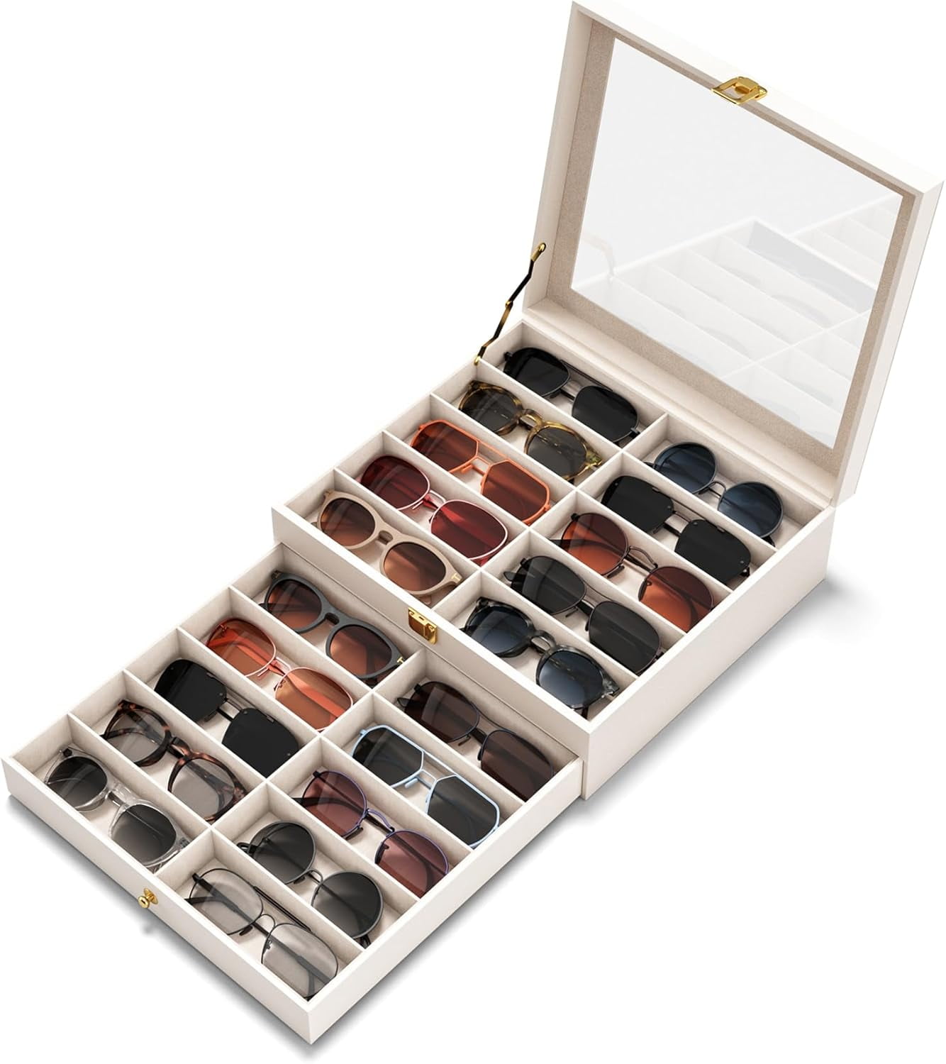 20 Slots Sunglass Organizer for Women Men Multiple Pairs of Sunglasses ...