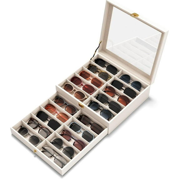 20 Slots Sunglass Organizer for Women Men Multiple Pairs of Sunglasses ...